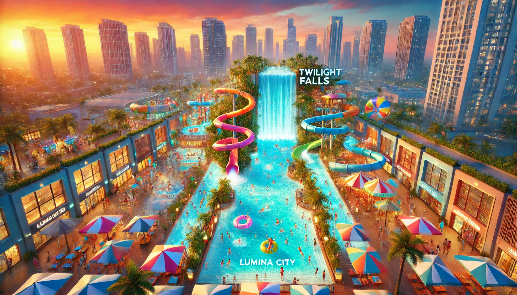 Twilight Falls Water Park Building / Landmark in The First Saga of Lumina City | World Anvil