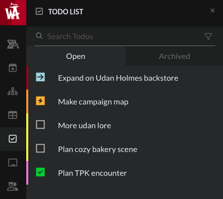 Feature Guide to the TODO List in TODO List Tutorials Knowledge Base | World Anvil